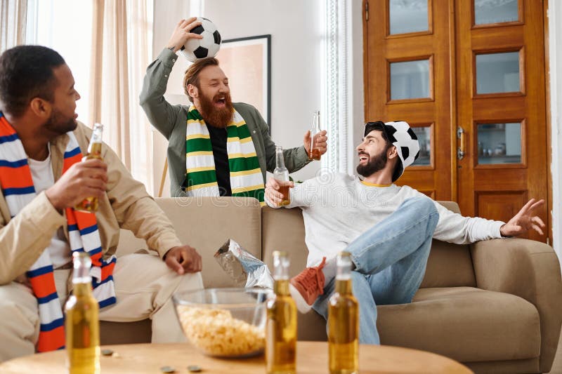 Three Cheerful, Handsome Men of Different Stock Image - Image of ...