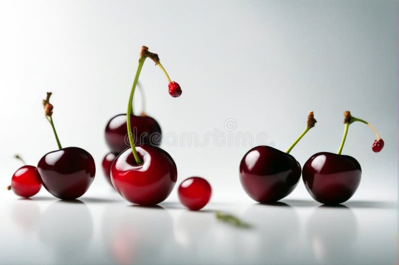 Three Cherries Background White Fruits Cherry Sweet Stock Illustration ...