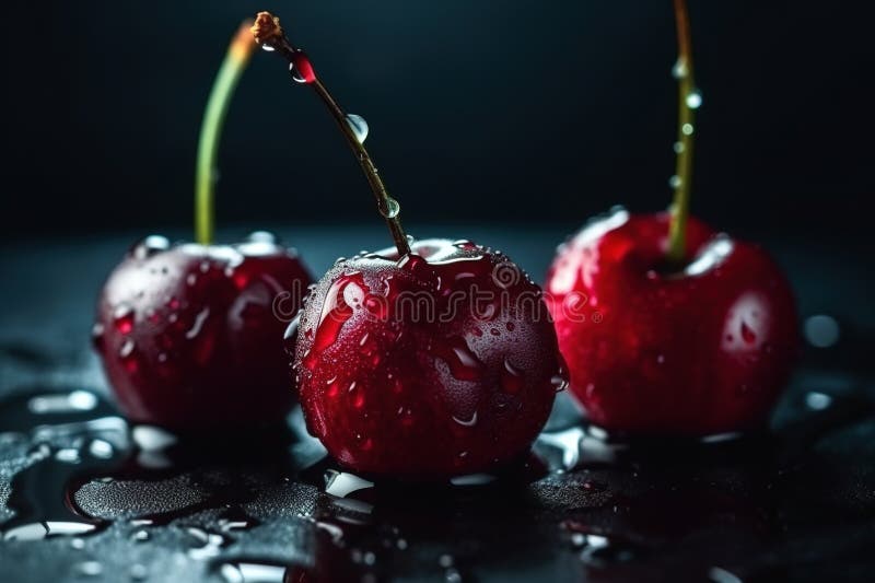 Three cherries stock illustration. Illustration of drink - 307598960