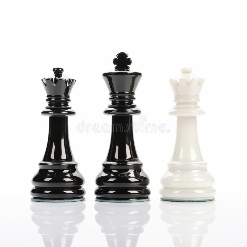 Three Chess Kings Standing Side by Side on White Background Stock ...