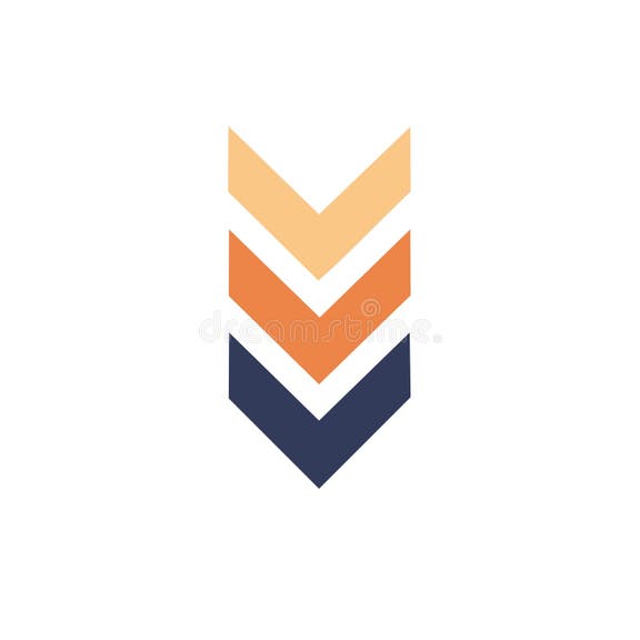 Three Chevron Arrows in Gradient Colors Pointing Downwards on White ...