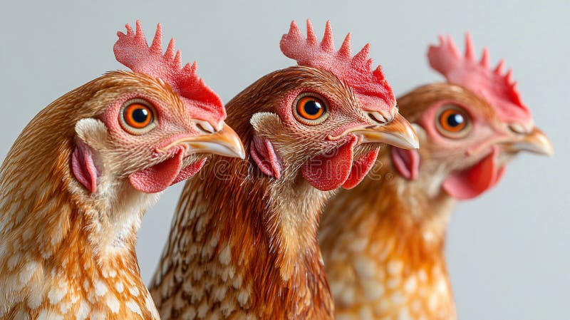 Three Chickens in Christmas Hats Stock Illustration - Illustration of ...