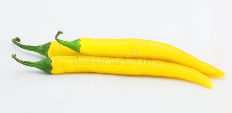Three Chiili Peppers in Yellow Color, Isolated on White Stock Image ...