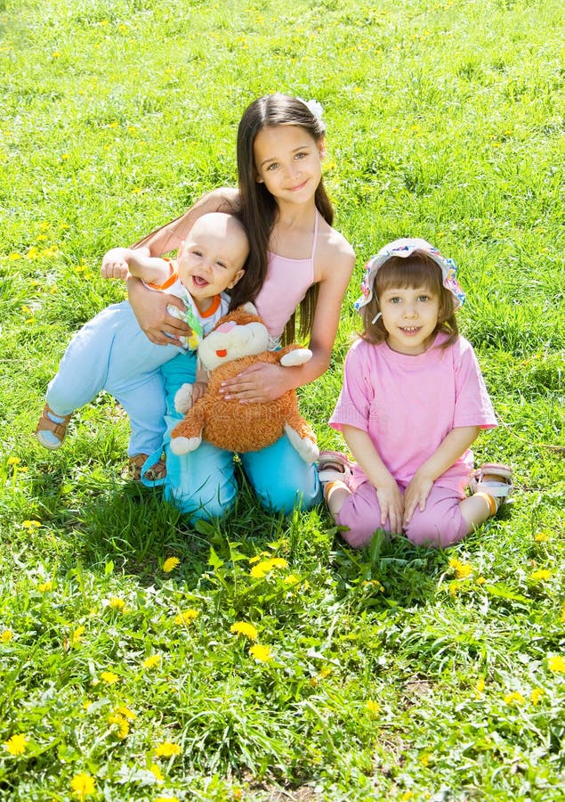 Three children stock image. Image of flower, dandelion - 21770525