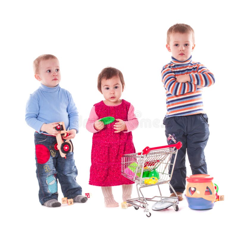 Three children play stock image. Image of construction - 120222103