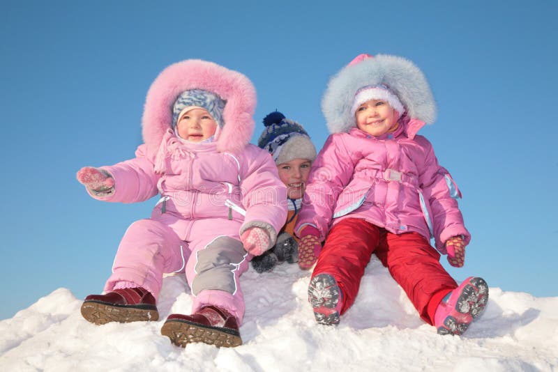 Happy Kids Playing in Fresh Snow Stock Photo - Image of camaraderie ...