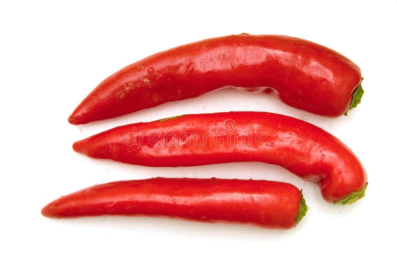 Three Chili Peppers Isolated On White Stock Image - Image of oriental ...