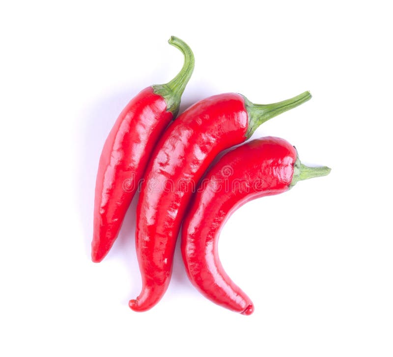 Three Chili Peppers on a White Background. Three Red Peppers Iso Stock ...
