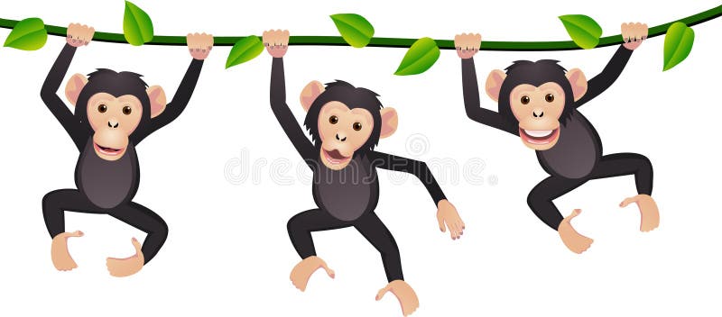 Three chimpanzee stock vector. Illustration of friendship - 17662812