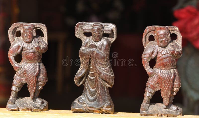 Three chinese gods stock photo. Image of dark, religion - 12634404