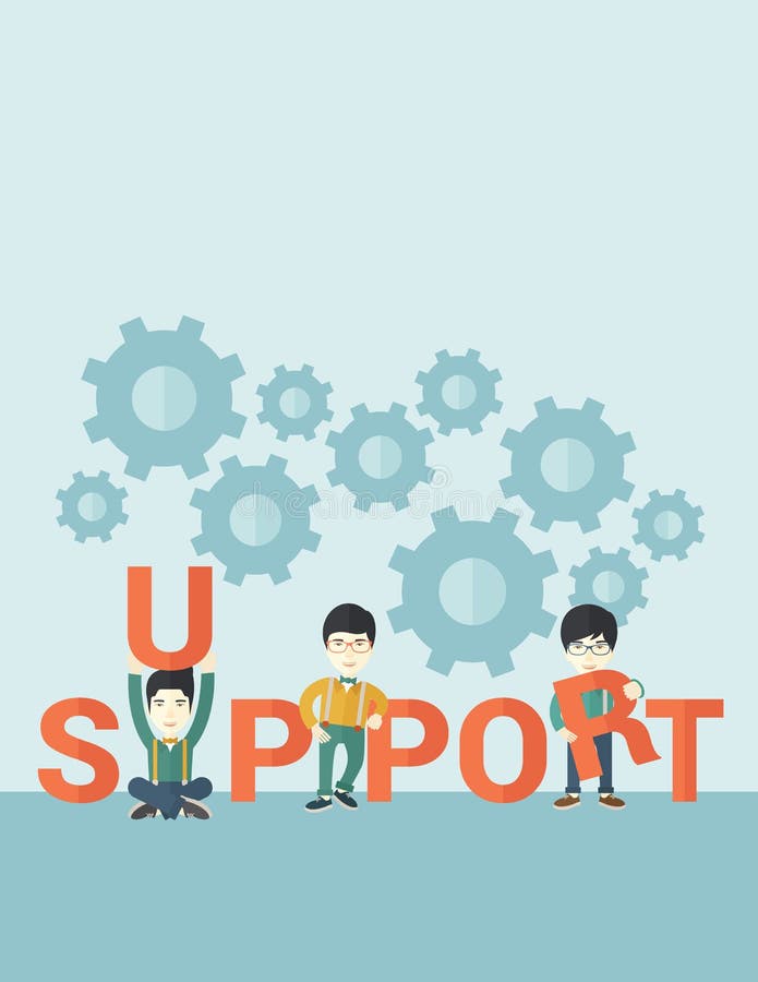 Three Chinese Men Standing in the Word Support Stock Vector ...