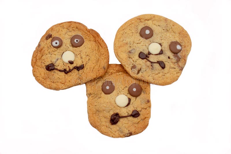 Three Home Made, Decorated Chocolate Chip Cookies Stock Image - Image ...