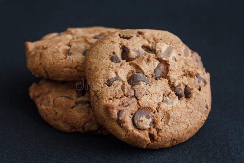 Three Chocolate Chip Cookie Stock Photo - Image of bakery, homemade ...