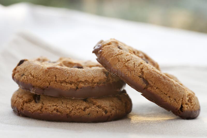 Three Chocolate Chip Cookies Stock Image - Image of delicious, treat ...