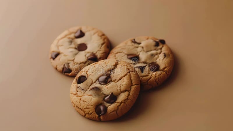 Three Chocolate Chip Cookies on a Table Stock Video - Video of eating ...