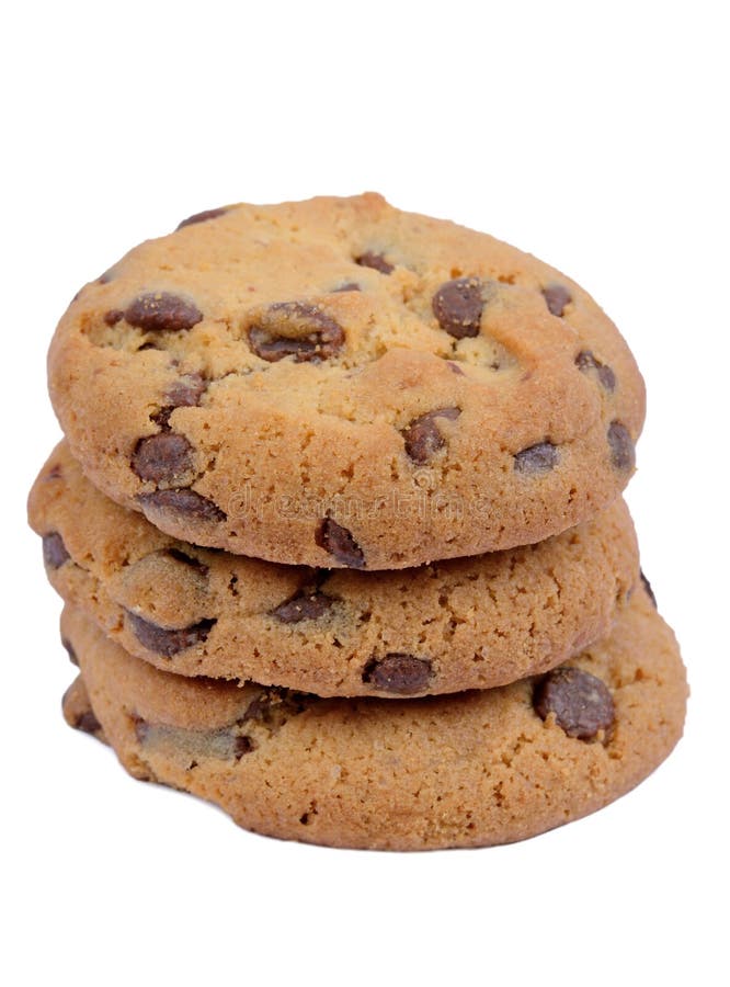 Three Chocolate Chip Cookies on Black Background Stock Photo - Image of ...