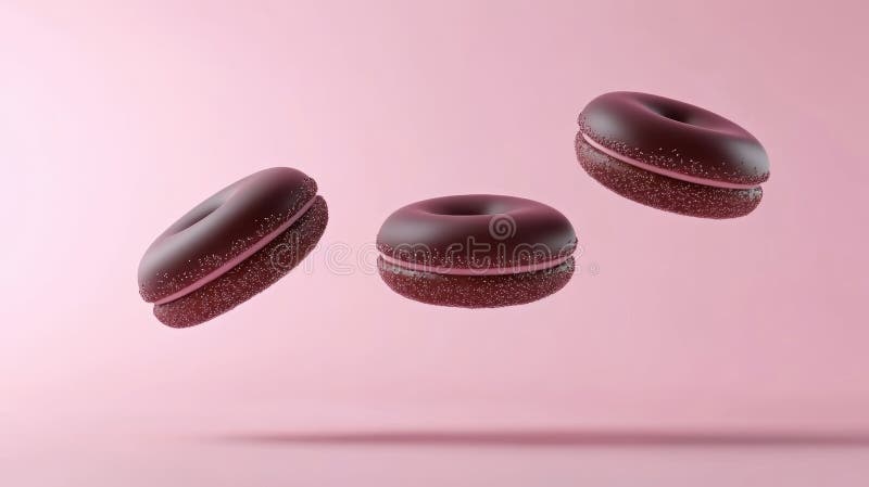 Three Chocolate Donuts are Flying in the Air Stock Illustration ... Three Chocolate Donuts are Flying in the Air Stock Illustration ...