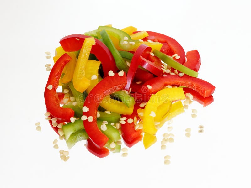 Three Chopped Peppers on the Mirror Stock Image - Image of juicy ...