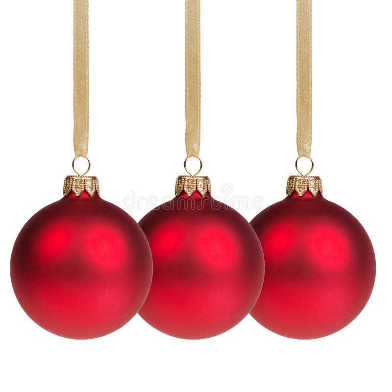 Three Christmas Balls Hanging on Ribbon Stock Image - Image of string ...
