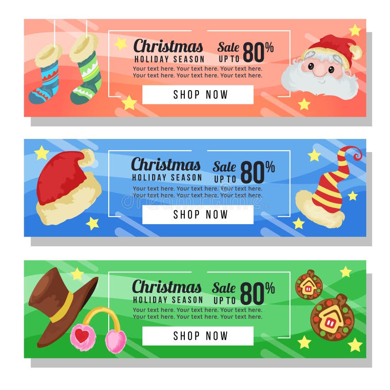 Three Christmas Banner Website Christmas Colored Socks Stock Vector ...