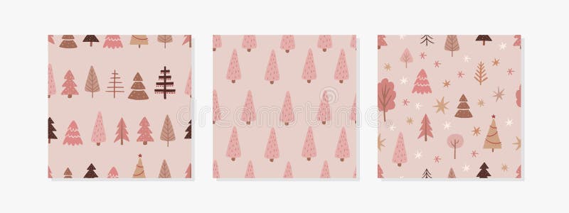 Three Christmas Patterns with Stars and Trees. Stock Vector ...