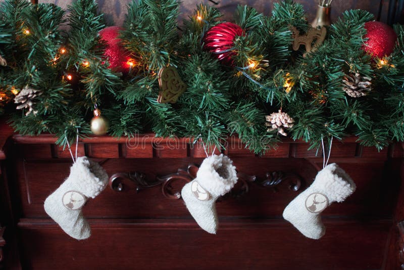 Three christmas socks stock image. Image of gold, holiday - 75500367