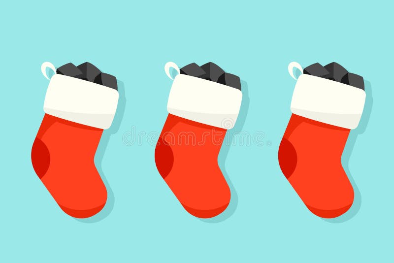 Three Christmas Stockings with Coal Illustration Stock Illustration ...