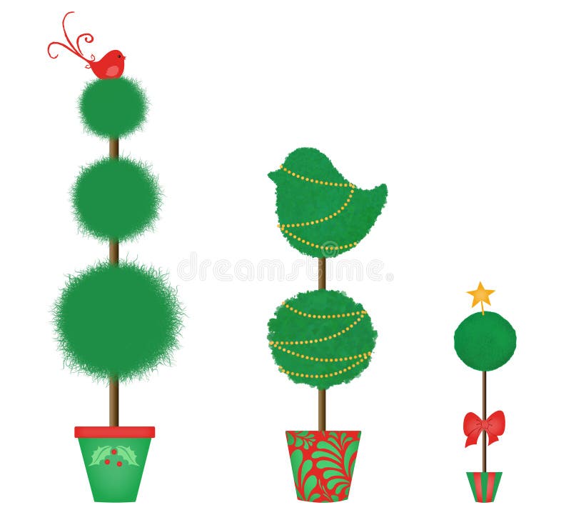 Christmas Topiaries Stock Illustrations – 5 Christmas Topiaries Stock ...