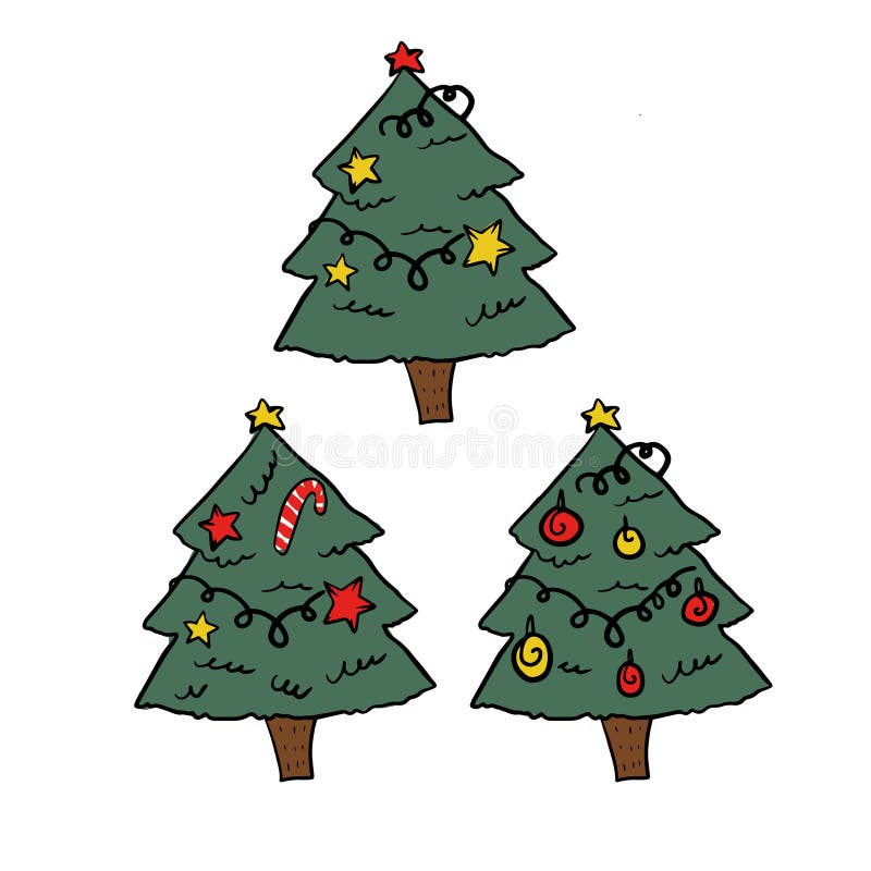 Three Christmas Tree Set. Holiday Illustration Stock Vector ...