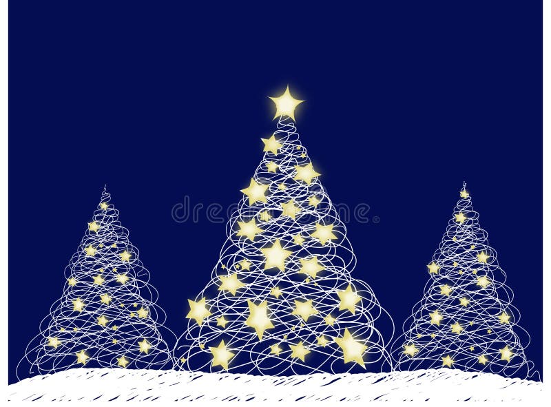 Christmas Tree Decorated with Candles Stock Illustration - Illustration ...