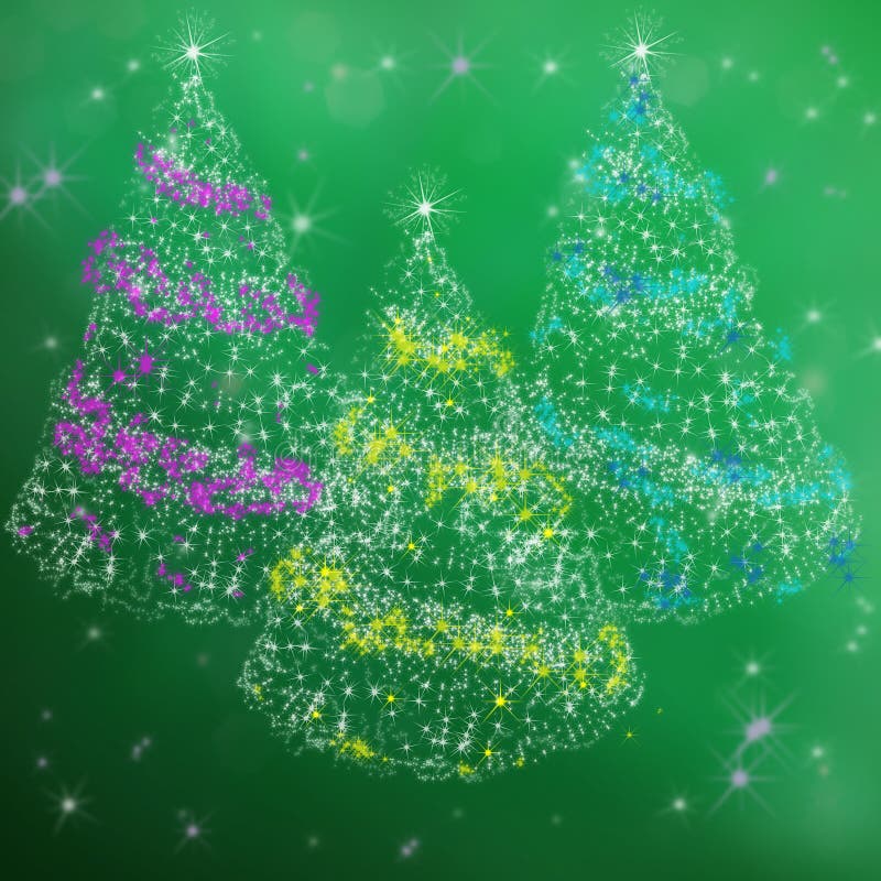 Three Christmas trees stock illustration. Illustration of gift - 22414984