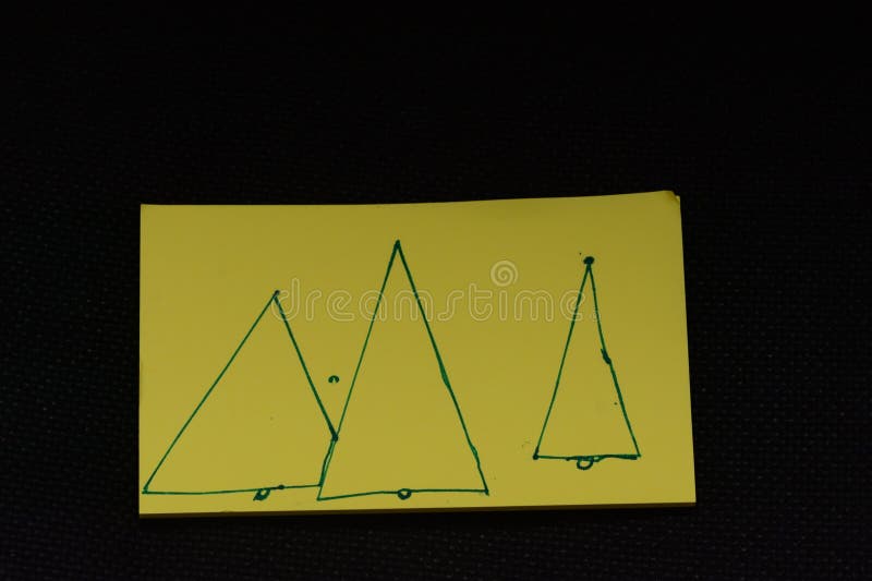 Three Christmas Trees with only the Outline on the Sticky Notes. Stock ...