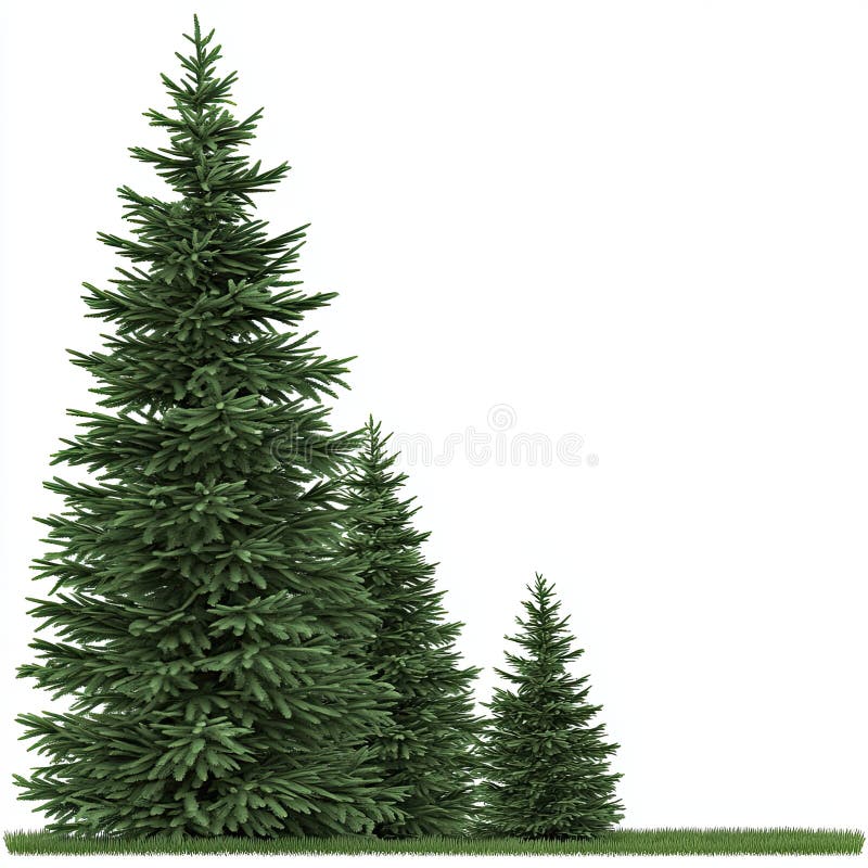 Three Christmas Trees on White Background Stock Photo - Image of green ...