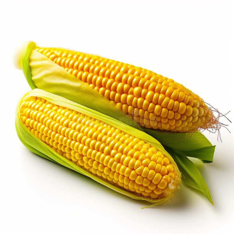 Three Chunks of Corn in the Leaves. Fresh Uncooked Maize Isolated on ...