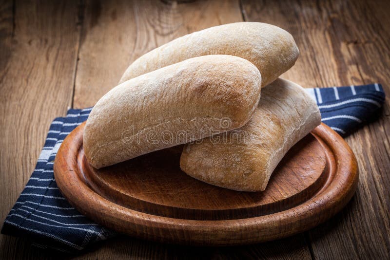 Three ciabatta bread buns. stock photo. Image of rustic - 71578238