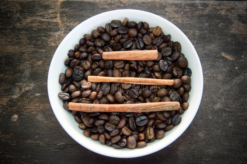 Three Cinnamon(Chinese Character) and Coffee Beans Stock Photo - Image ...