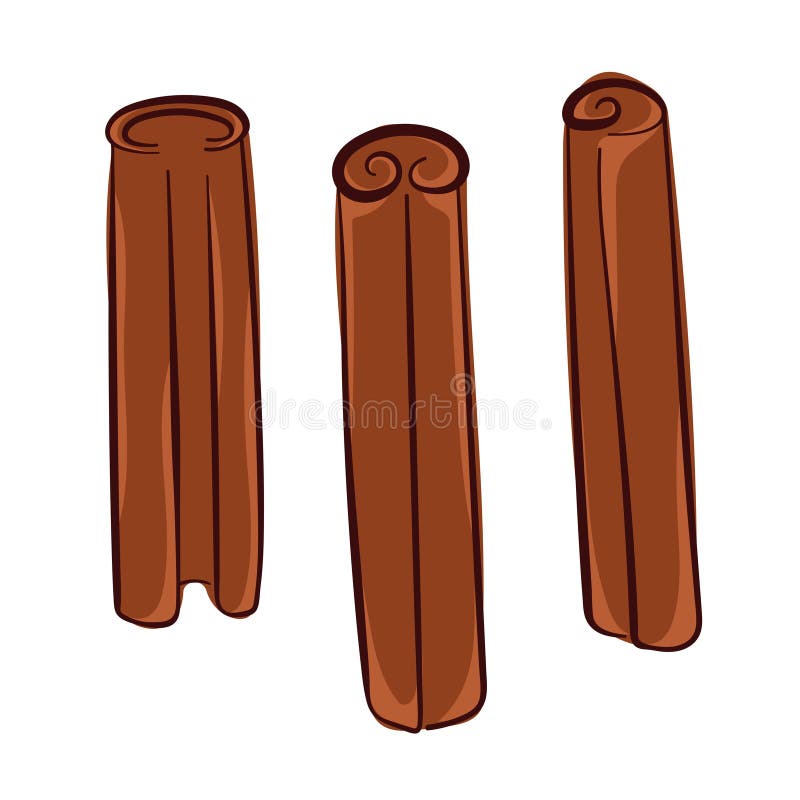 Three Cinnamon Sticks Collection in Flat Style Isolated on White ...