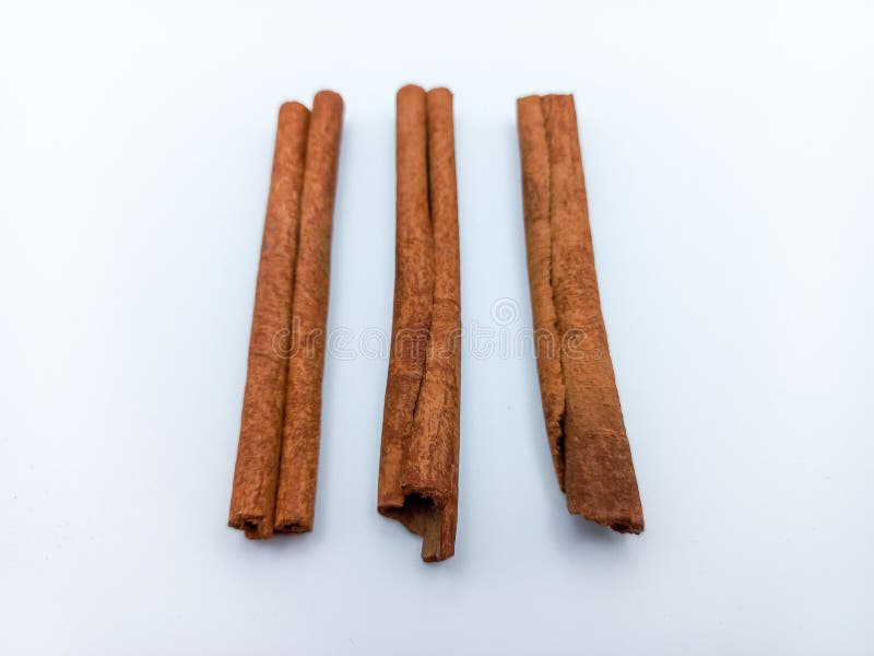 Three Cinnamon Sticks Isolated on White Background Stock Image - Image ...