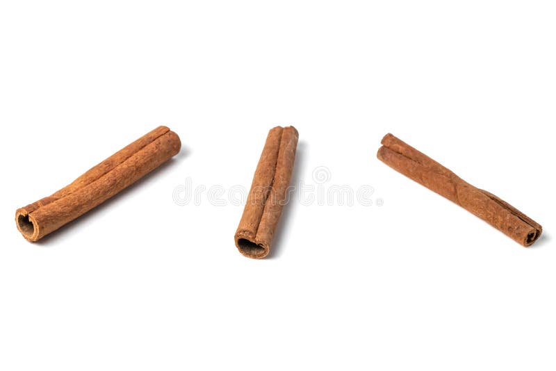 Three Cinnamon Sticks, Isolated on White Background. Stock Photo ...