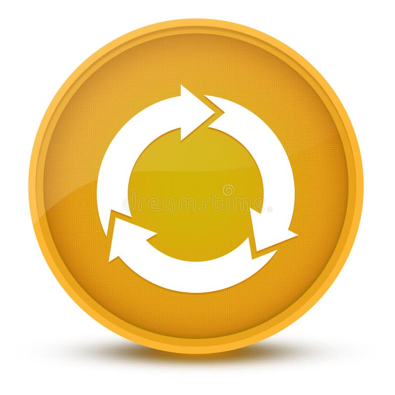 Three Circle Arrows Luxurious Glossy Yellow Round Button Abstract Stock ...