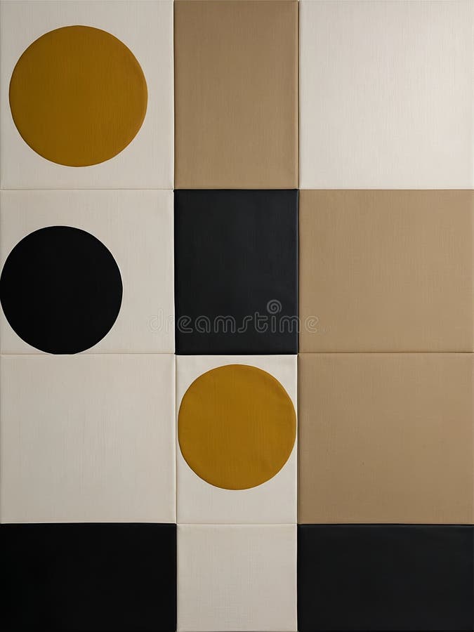 Three Circles and Squares on a Wall. a Colorful Abstract Mural ...