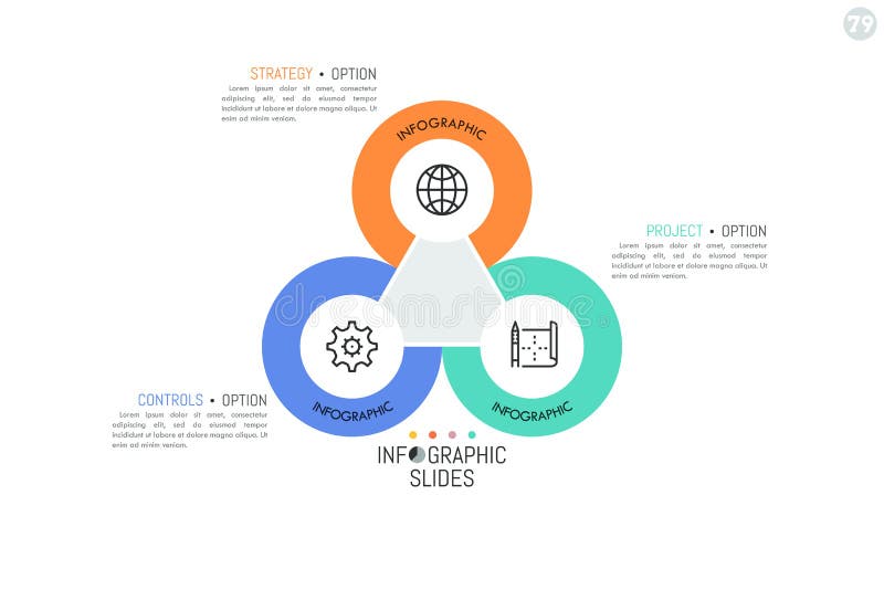 Three Circles with Thin Line Icons Inside Placed Around Central ...