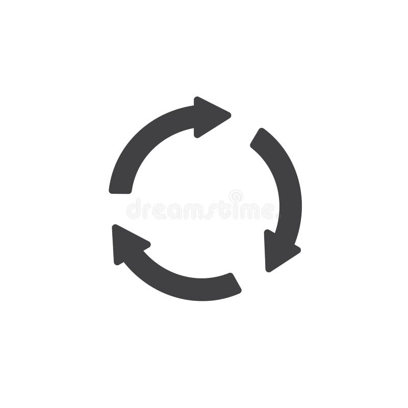 Three Circular Arrows Vector Icon Stock Vector - Illustration of reset ...