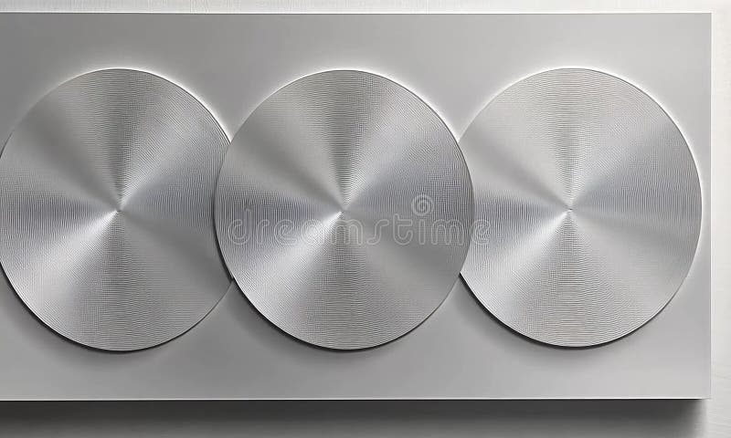 Three Circular, Metallic Discs on a Light Gray Background, Creating a ...