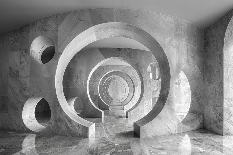 Three Circular Walls in the Shape of a Tunnel, High Quality, High ...