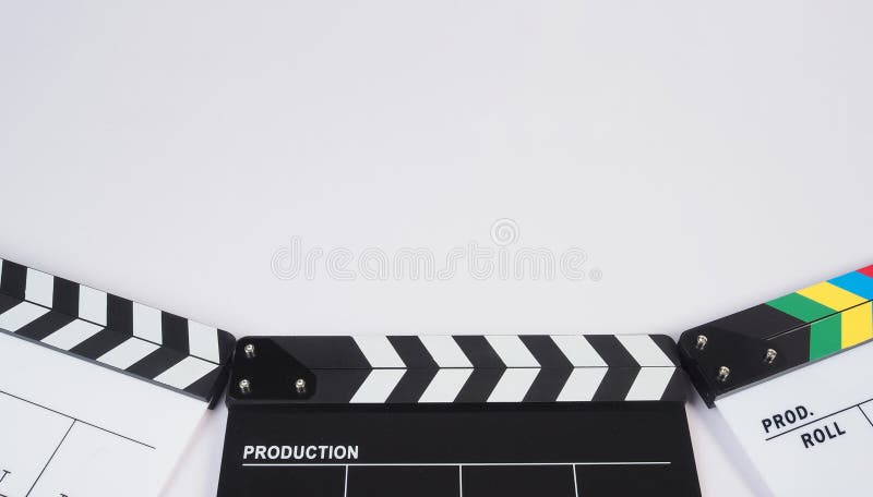 Three Clapper Board or Movie Slate on White Background Stock Image ...