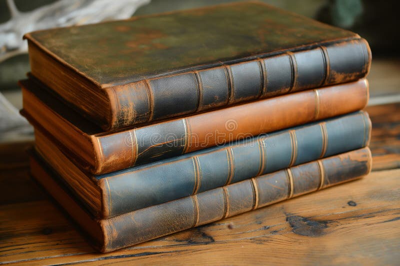 Stack of Classic Leather-bound Books Stock Photo - Image of bindings ...