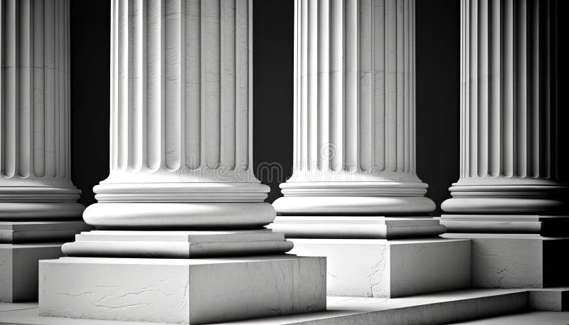 Three Classical Black White Greek Columns Row Pillar Column Marble ...