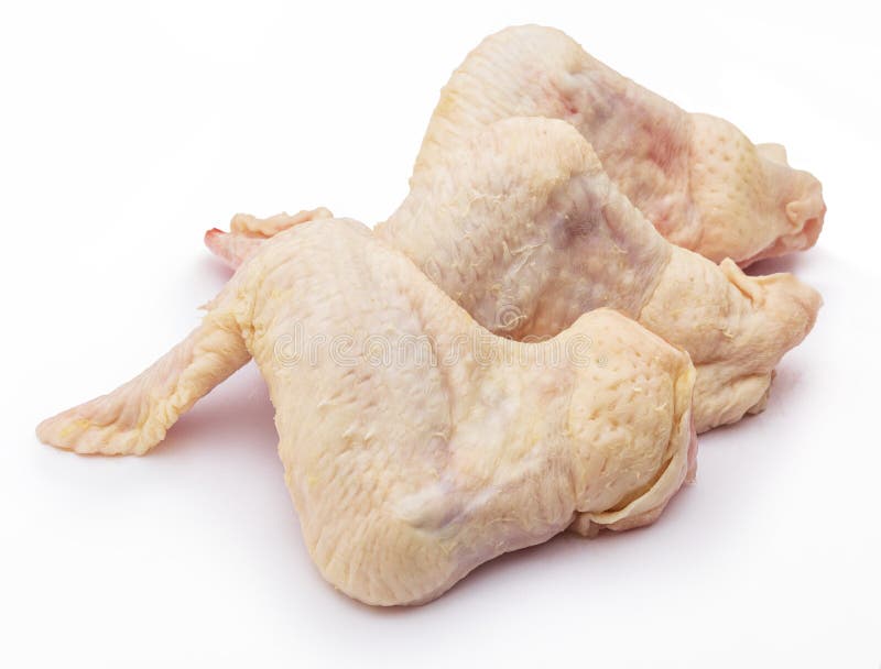 Three Clean Raw Chicken Wings, on White Background Stock Image - Image ...