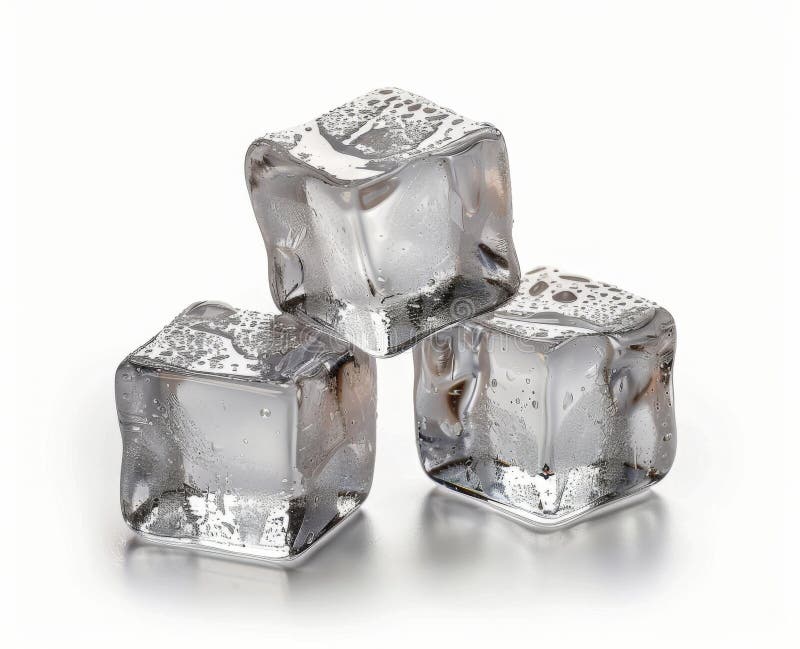 Three Clear Ice Cubes on White Background Stock Photo - Image of ...